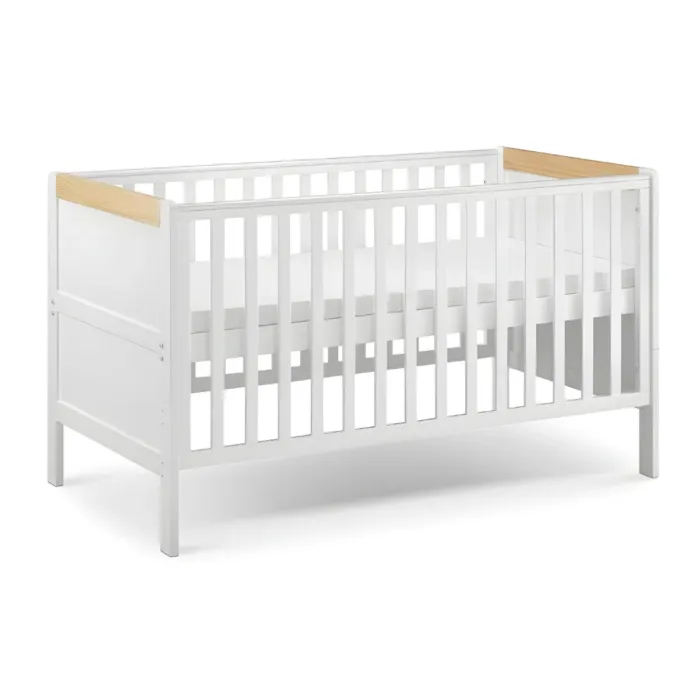 Babylo Marlow Cot Bed - White / Oak - Bella Baby, Award Winning Baby Shop
